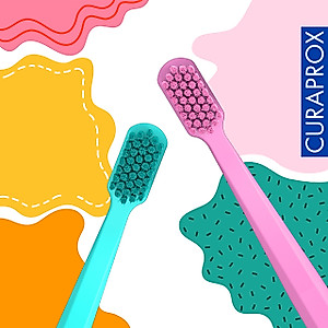 Curaprox CS 5460 Ultra-Soft Blue and Pink Battery Powered Toothbrush for Adults, Different Days Special Edition, Pack of 2