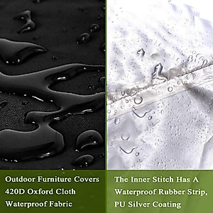 Patio Furniture Covers Heavy Rectangular Outdoor Couch Cover, 420D Waterproof Furniture Covering Anti-UV Windproof Patio Table Covers for Table Chair Rattan Furniture Black L59 xW59 xH30