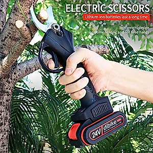 dibike Electric Pruning Shears with Rechargeable Lithium Battery, 30mm Max Cutting Diameter, Power Tree Electric Branch Scissors Wood Prunner (Black-2)
