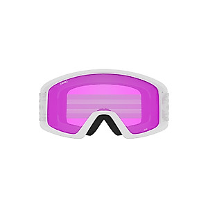 Giro Dylan Asian Fit Ski Goggles - Snowboard Goggles for Women & Youth - White Flake Strap with Amber Pink/Yellow Lenses