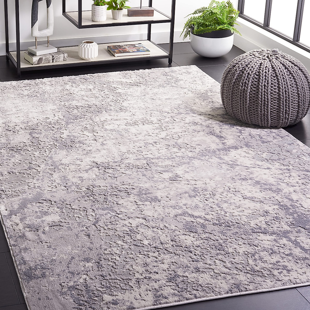 SAFAVIEH Eternal Collection Area Rug - 8' x 10', Light Grey & Grey, Modern Abstract Design, Non-Shedding & Easy Care, Ideal for High Traffic Areas in Living Room, Bedroom (ETL230H)