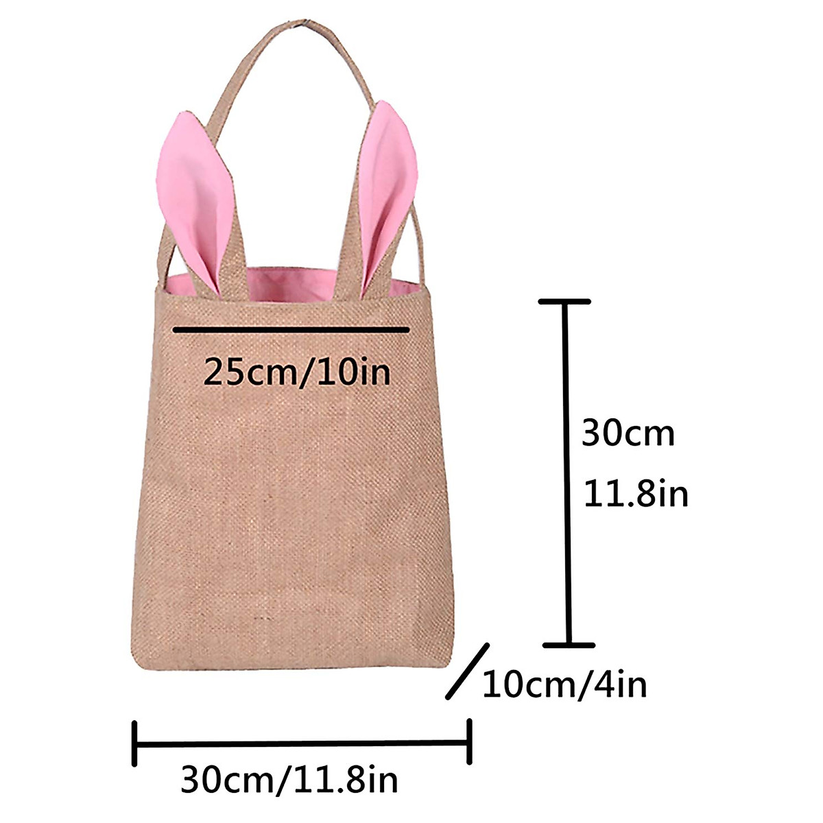 KEFAN 3 Pack Easter Bunny Bags Easter Bunny Baskets Jute Burlap Bunny Ear Tote Bags