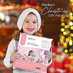 Bollepo Pink Bed Canopy for Girls with Glowing Stars - Princess Crib Netting Room Decor, Ceiling Tent to Cover Toddler Crib | Single, Twin, Full, Queen Size Kids Bed Curtains, Fire Retardant Fabric