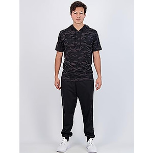 3 Pack: Mens Dry Fit Moisture Wicking Short Sleeve Active Athletic Hoodie Pullover Sweatshirt Workout Running Fitness Gym Sports Casual Tee Outdoor Summer Hiking Beach Outfit- Set 5, L