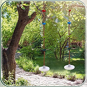 Meooeck 2 Pack LED Disc Climbing Rope Tree Swing with Platforms Disc Swing Seat with Hanging Strap Climbing Rope with Disc Swing Outdoor Playground Swing Set Accessories for Kids Backyard Playground
