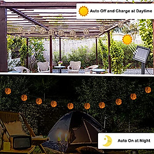 Livinlarge Solar String Lights Outdoor Waterproof, 10 LED Natural Rattan Balls Solar Outdoor Lights, Warm White Solar Powered String Lights for Garden Patio Yard Porch Wedding Party Decor