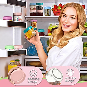 KITCHOP 4 Pack Overnight Oats Containers with Lids, Glass Jars with Lids, Mason Jars with Airtight Lids, Glass Storage Containers for Leftover, Breakfast and Lunch(9.1 oz)