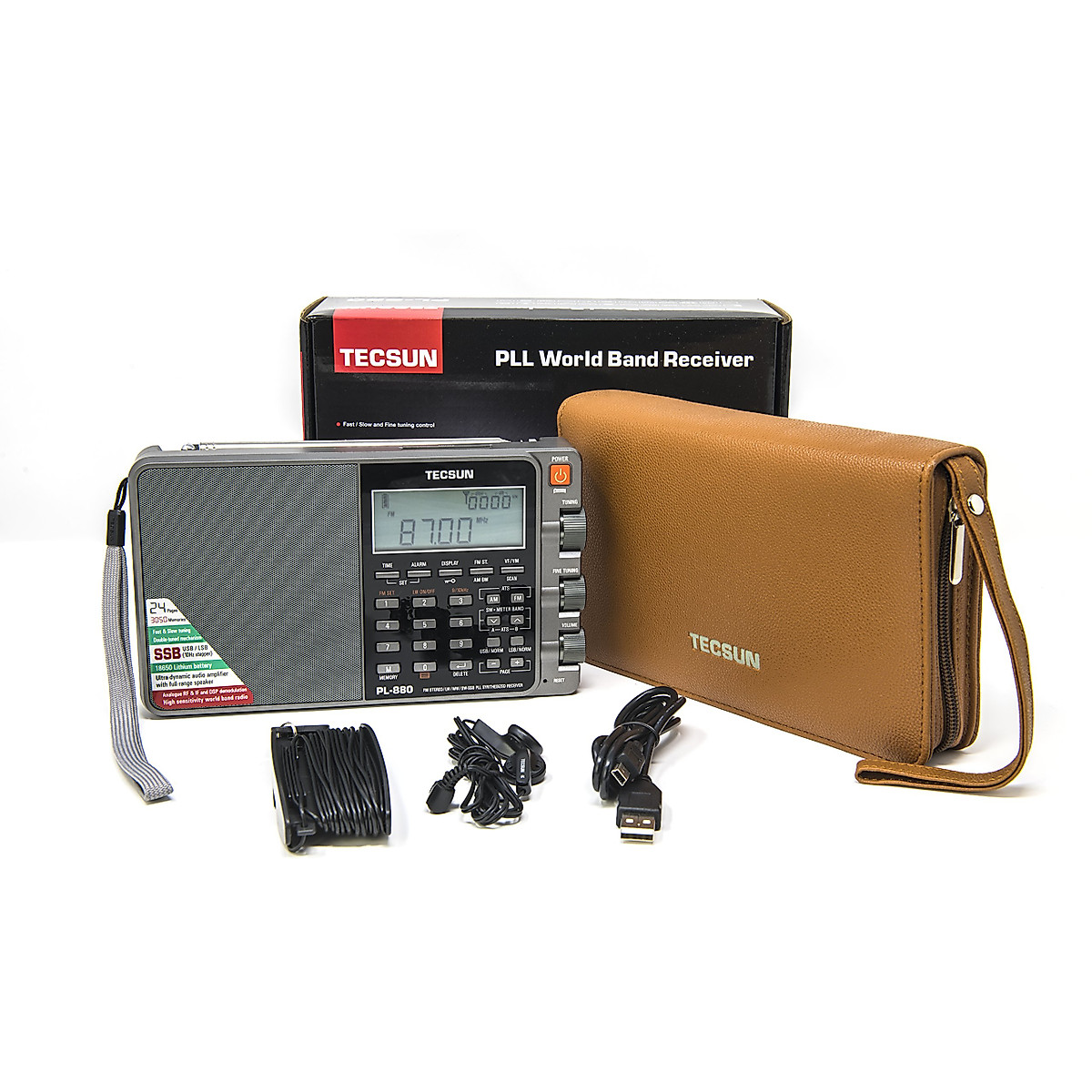 Tecsun PL880 Portable Digital PLL Dual Conversion AM/FM, Longwave & Shortwave Radio with SSB (Single Side Band) Reception, Color Silver