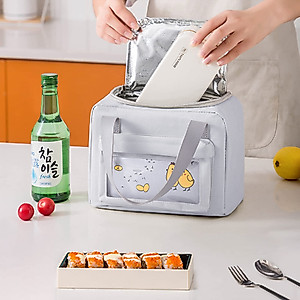 CuteStreet Insulated Lunch Bag Reusable Lunch Box Foldable & Portable Lunch Tote Double Deck Leakproof Cooler Tote Bag Multiple Colour Lunch Bag for Work, School or Picnic