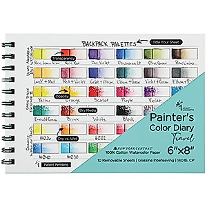 HG Art Concepts Travel Size Painters Color Diary - 6x8" Spiral-Bound Acid-Free Color Swatch Book with 10 Pages for Traveling Artists