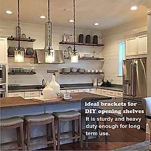 Shelf Brackets 12 Inch 4PCS Heavy Duty Frosted Black Wall Bracket with Lip for Floating Shelves Rustic Iron Metal Shelf Bracket for DIY Open Shelving Hardware Included