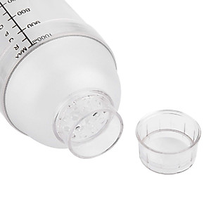 Plastic Cocktail Shaker, Clear Plastic Cocktail Shaker Plastic Cocktail Shaker with Scale and Strainer Top Drink Mixer Hand Shaker Cup with Scales(1000ML)