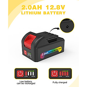 OUBA Cordless Drill Set, 12.8V Lithium Lon Power Drill Cordless with Battery and Charger, 2 Variable Speeds, 3/8" Keyless Chuck, 25+3 Torque Setting, Built-In LED, Electric Drills for Home (Yellow)