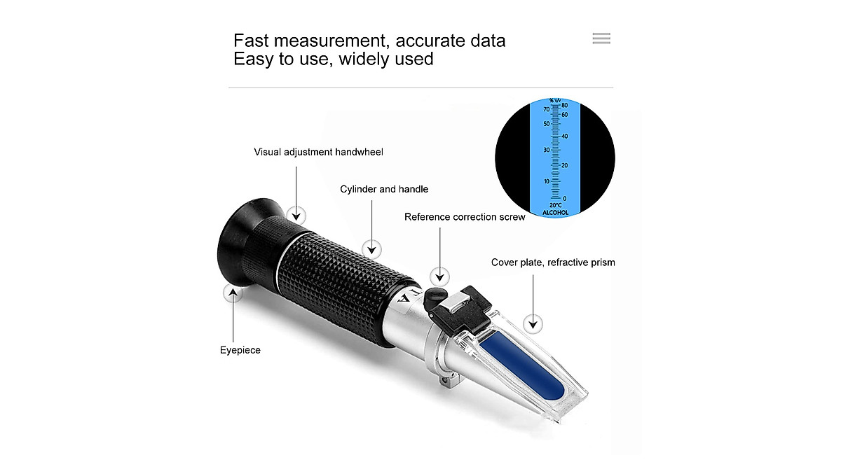 Accurate Spirit Alcohol Refractometer for Easy Measurement