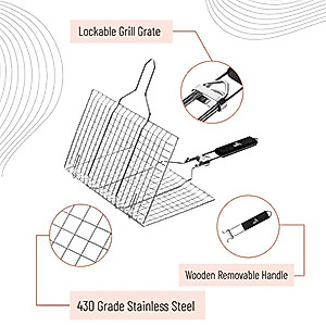 UNCO- Grill Basket, Stainless Steel, Fish Grill Baskets for Outdoor Grill, Vegetable Grill Basket, BBQ Grill Basket, BBQ Basket, Grilling Basket, Fish Basket for Grilling, Grill Accessories.
