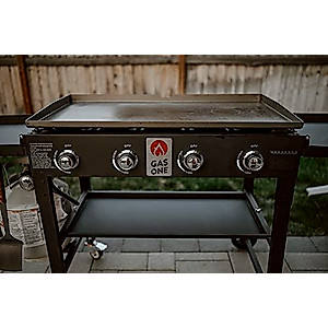 Gas One Propane Burner Grill – 36-Inch Flat Top Grill Griddle Cooking Station – Foldable 4 Burner Propane Grill with Pre-Seasoned Griddle – Professional Burners for Outdoor Cooking with Side Shelves