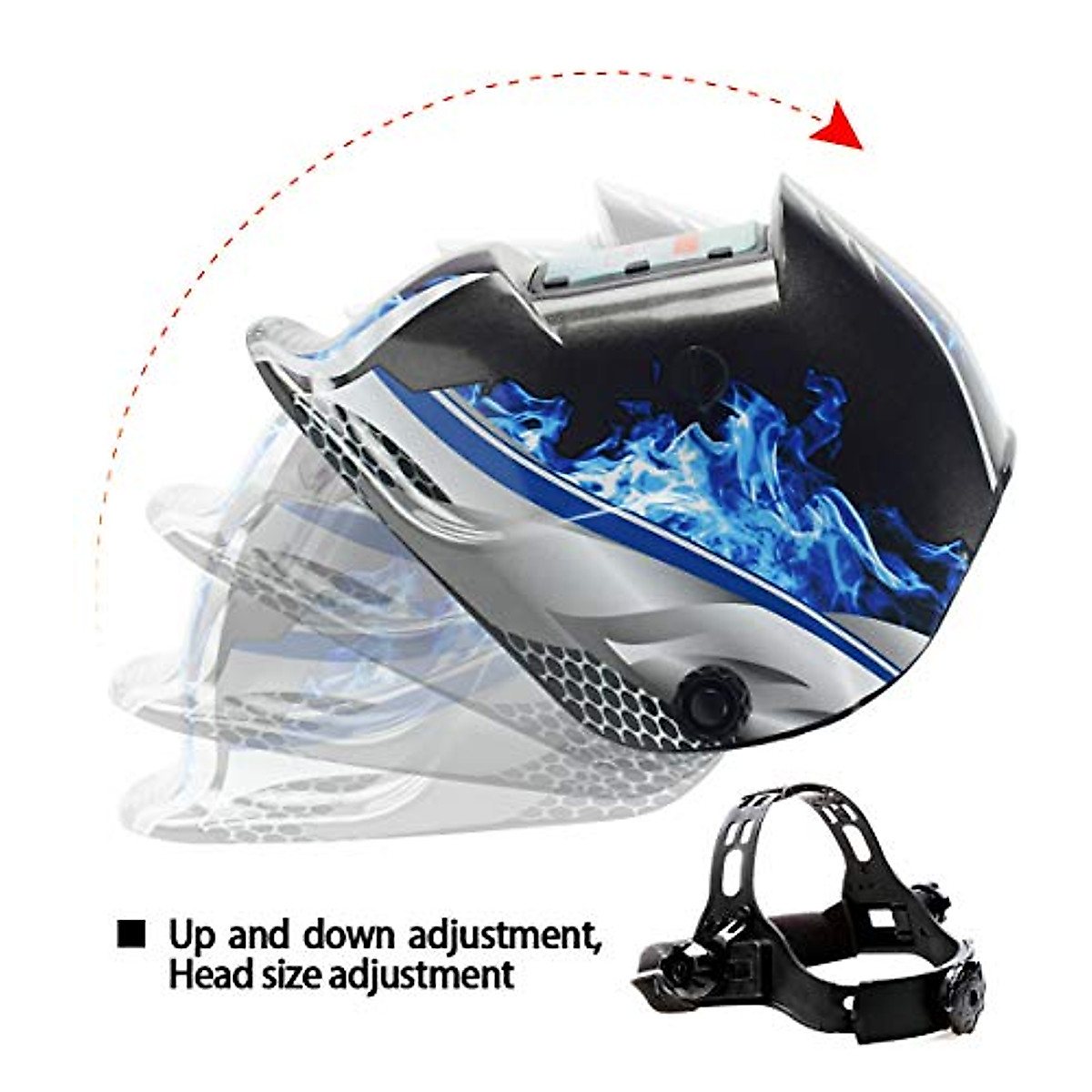 Full Face Welding Mask Auto Darkening Welding Helmet Head Protection For Tig Mig Arc Weld Grinding Blue