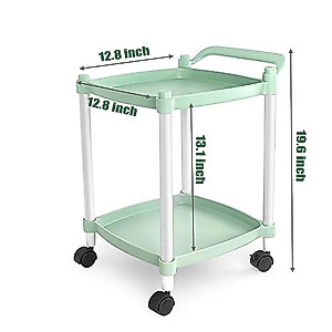 Storage Cart on Wheels Rolling Utility Cart with Wheels, Side Table End Bedside Table with Wheels Green