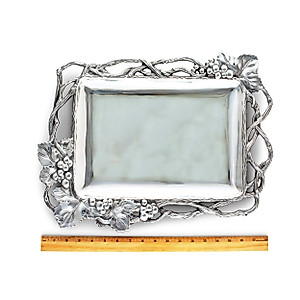 Arthur Court Designs Aluminum Grape Open Vine Rectangle 19 inch x 14.75 inch