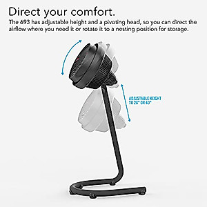 Vornado 693 Mid-Size Whole Room Air Circulator Fan with Adjustable Height,Black,Medium