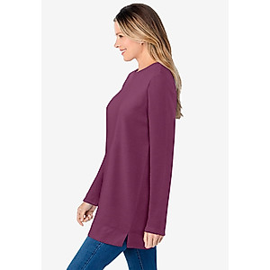 Woman Within Women's Plus Size Sherpa Sweatshirt - 3X, Deep Claret