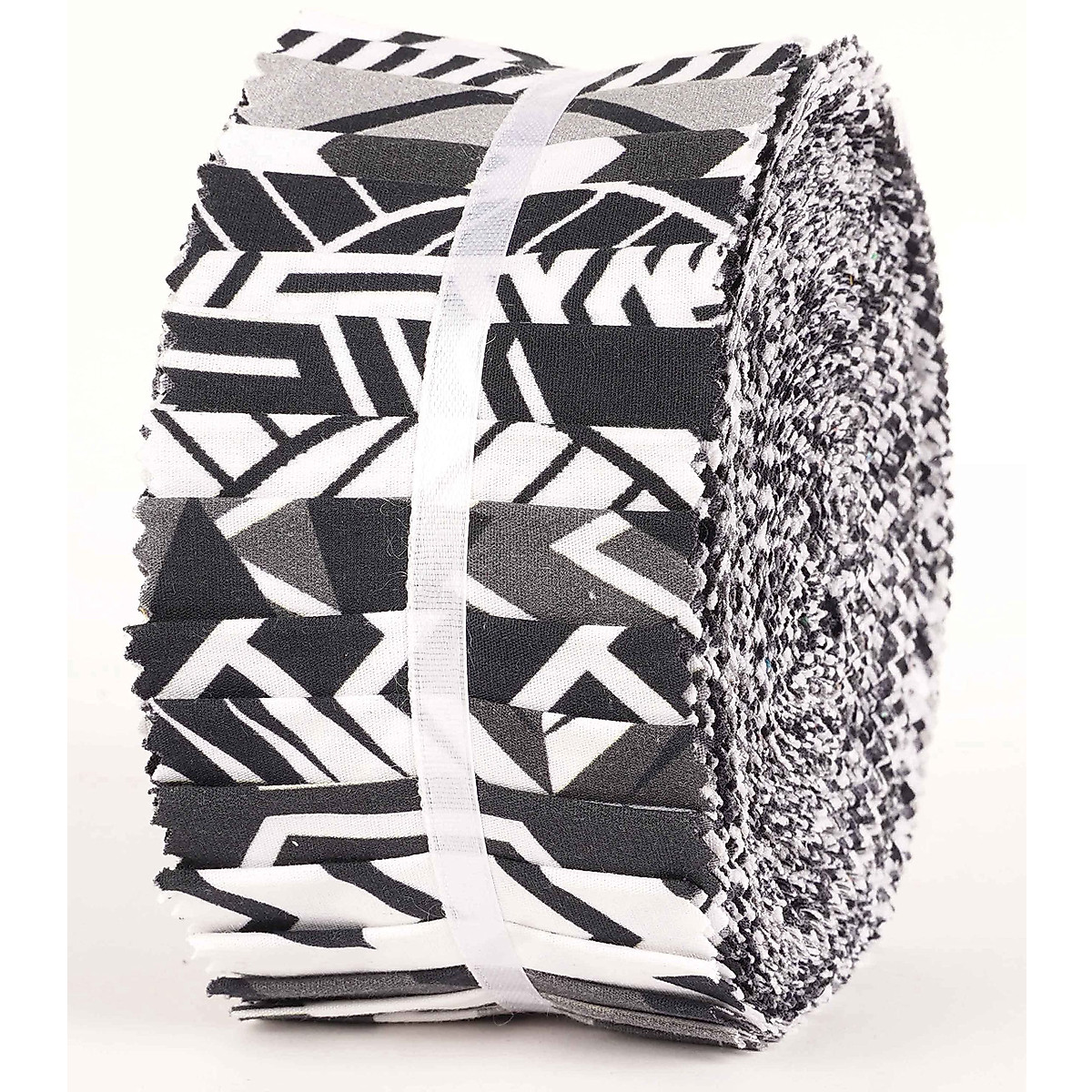 Soimoi 40Pcs Geometric Print Cotton Precut Fabrics for Quilting Craft Strips 2.5 inches Jelly Roll - White & Black