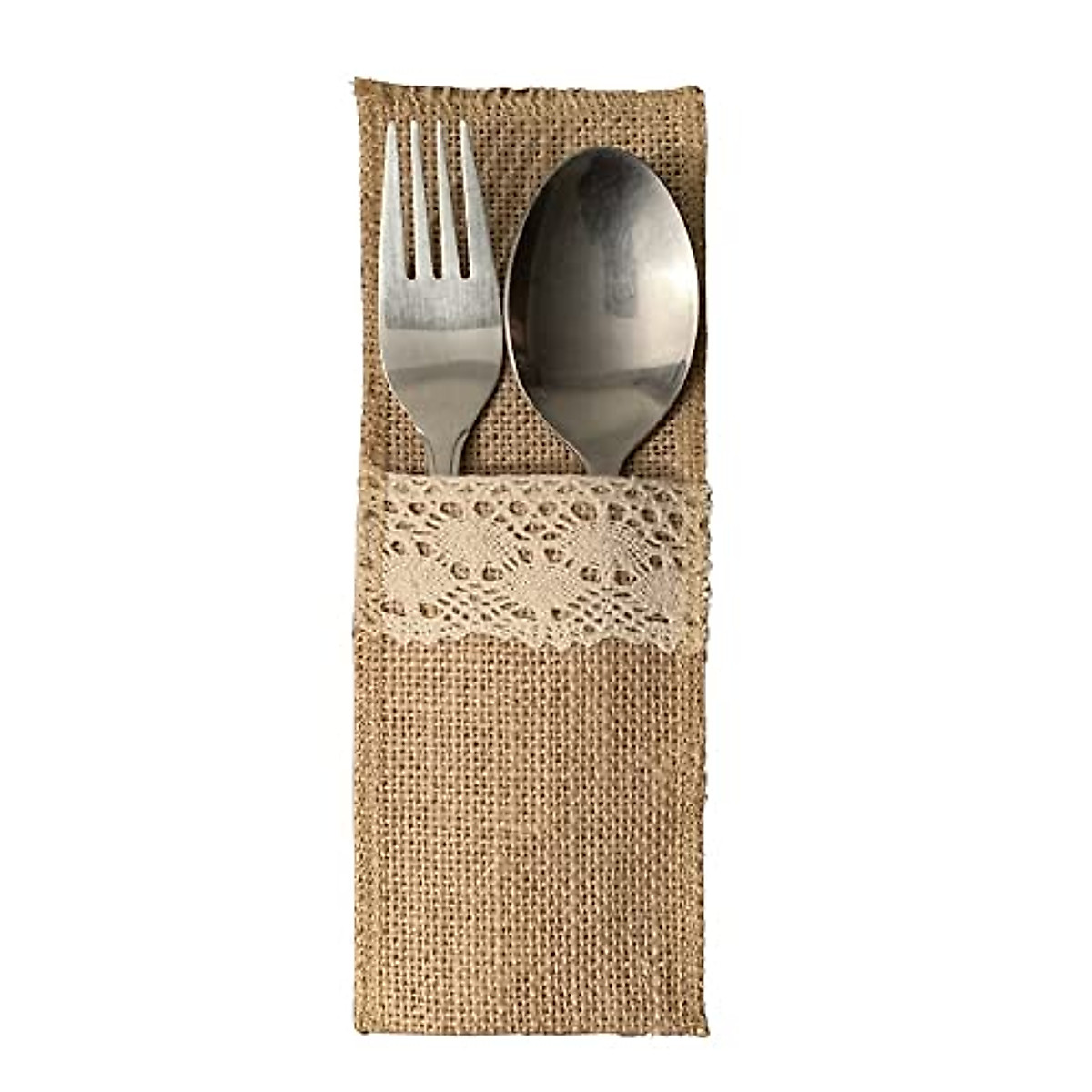 Jucos Products Burlap Cutlery Silverware Holders Utensil Pouch Knifes Forks Bag for Vintage Natural Farmhouse Wedding Gift (20 pcs in a set)