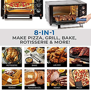 PowerXL Air Fryer Grill 8 in 1 Roast, Bake, Rotisserie, Electric Indoor Grill (Black Deluxe)