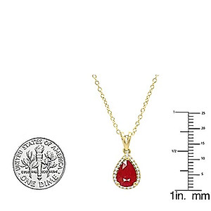 Dazzlingrock Collection 14K 9X6 MM Pear Ruby & Round Diamond Ladies Teardrop Pendant (Gold Chain Included), Yellow Gold