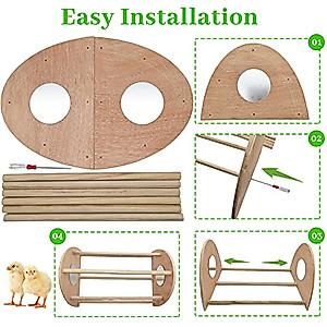 Hamiledyi Chick Perch, Chicken Wooden Strong Roosting Bar with Mirror, Training Sleeping Perch Standing for Coop and Brooder, Solid Ladder for Chick Hens Silkies Quail Chicken