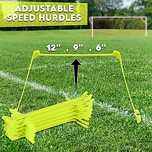 Agility Ladder Speed Training Equipment Includes 5 Adjustable Speed Hurdles Agility Speed Ladder, Jump Rope, Cones, Soccer Training Equipment for Kids - Football Training Equipment or Training Ladder