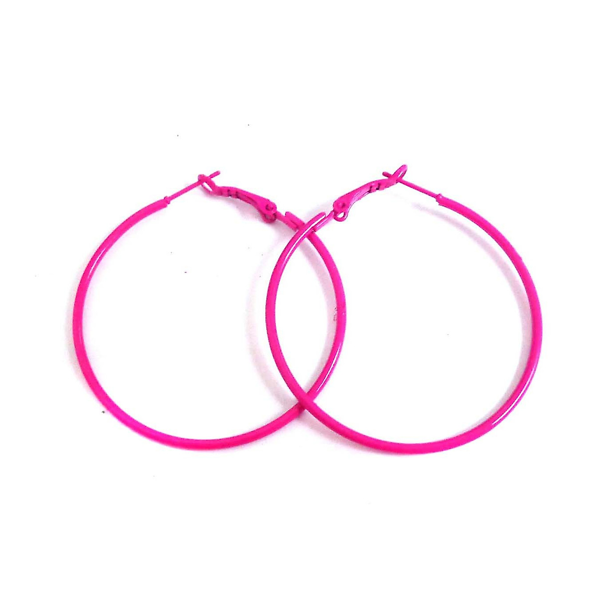 Hot Pink Hoop Earrings Simple Thin Hoop Earrings 2 Inch Hoop Earrings