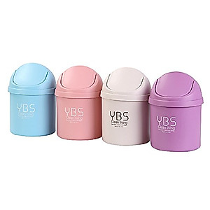 tbpersicwT Trash Can Creative Desktop Mini Trash Can Covered Kitchen Living Room Desk Trash Box Pink
