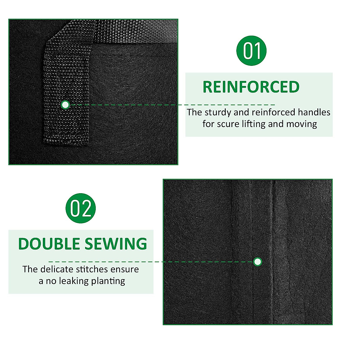 JNYONG 12-Pack 10 Gallon Thickened Non-Woven Grow Bags, Aeration Fabric Pots with Handles