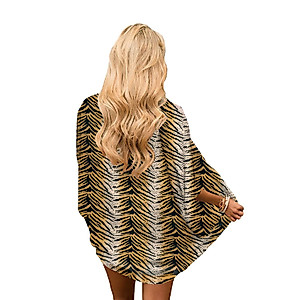 CASURESS Women's Cardigan-Sheer Kimono Loose Summer Floral Print Cover Ups (Large, Type 28)