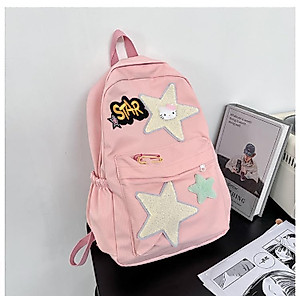 Cute Backpack for Women Men, Kawaii Y2K Grunge Trendy Harajuku Hiking Travel Backpack Aesthetic Daypack Chic Backpack (pink)