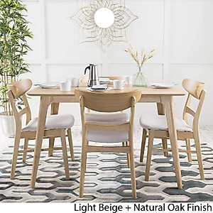 Christopher Knight Home Idalia 50" Rectangular Dining Set, 5-Pcs Set, Natural Oak / Light Beige