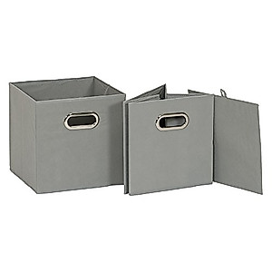 Household Essentials 84-1 Foldable Fabric Storage Bins | Set of 6 Cubby Cubes with Handles | Gray