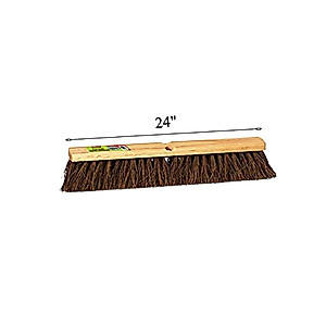 Unvert Push Broom Indoor and Outdoor Floor Sweep Use, 24 Inch, Heavy Duty Hardwood Block, Palmyra Bristles Scrub Brush, Two Threaded Handle Holes, Cleaning Broom for Patio Garage, Deck, Or Home Use
