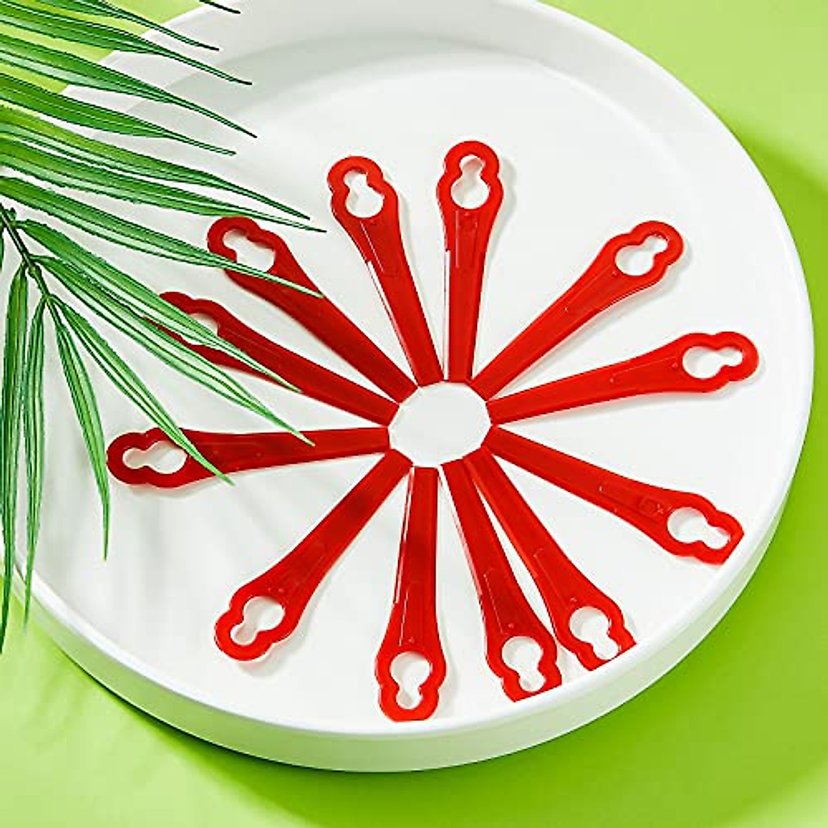 Honoson Plastic Machine Trimming Blades Replacement Plastic Blades Accessories Trimmer Grass Mowing Nylon Blades Garden Lawn Mower Accessories Tools Compatible for PolyCut 2-2 (50, Red)