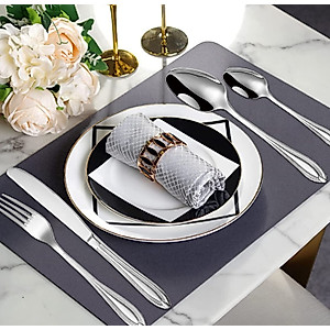 Silverware Set with Steak Knives, Caliamary 24-Piece Stainless Steel Flatware Cutlery Set for 4, Kitchen Cutlery Set for Home Kitchen Restaurant Hotel, Mirror Polished, Dishwasher Safe