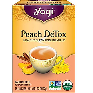 Yogi Tea - Peach DeTox Tea (6 Pack) - Healthy Cleansing Formula with Traditional Ayurvedic Herbs - Caffeine Free - 96 Organic Herbal Tea Bags