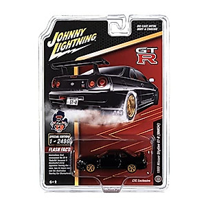 1999 Nissan Skyline GT-R (BNR34) Black Limited Edition to 2496 Pieces Worldwide 1/64 Diecast Model Car by Johnny Lightning JLCP7403