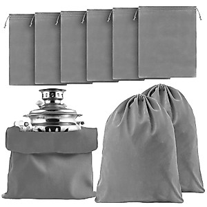6 Pcs Silver Storage Bags 18 x 18 Inch Anti Tarnish Storage Bag Fabric Cloth Bags for Silver Jewelry Silverware Protection Flatware Silver Plate Tarnish(Dark Gray)