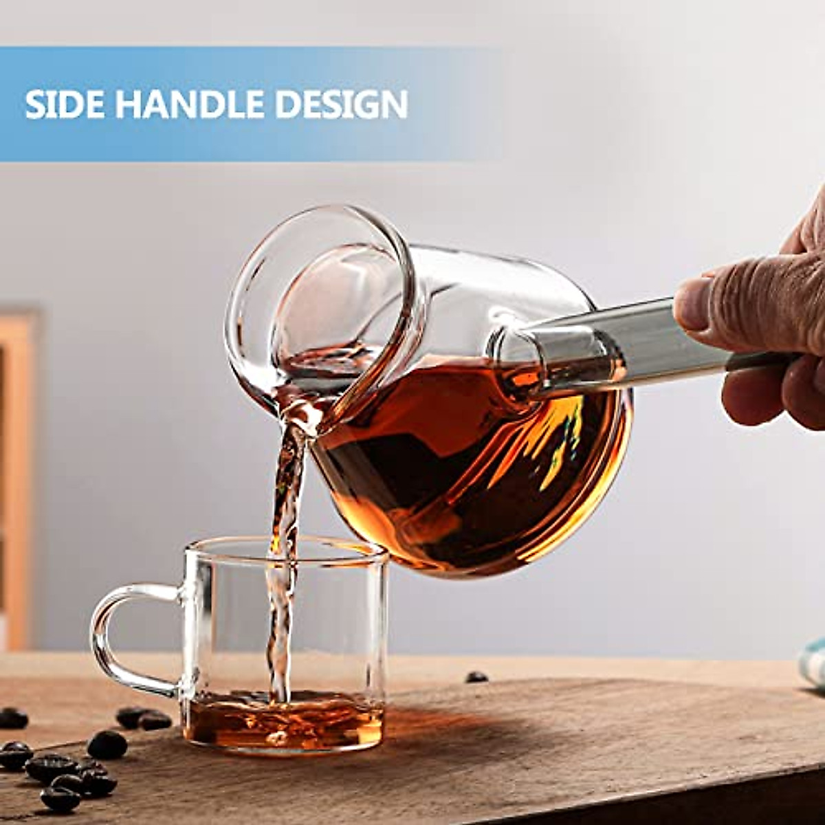 450ML Borosilicate Glass Turkish Coffee Pot Stovetop Tea Maker with Handle Heat Resistant Milk Warmer Hot Chocolate or Butter Melting Pot for Home