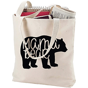 Mama bear silhouette family mom mother wilderness nature Natural Canvas Tote Bag funny gift