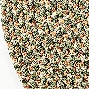Super Area Rugs Braided Rug Sanibel Indoor/Outdoor Braided Classic American Made Carpet, Basil Tweed, 4' x 6' Oval