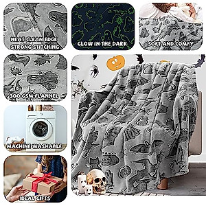 REXEO Throw Blanket Kids Soft Fleece Blankets Black Cat Halloween Throw Blanket 50"×60"