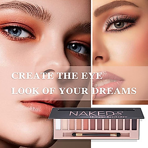 Fusang 12 Colors Naked Eyeshadow Palette,Natural Matte Nude Eyeshadow Palette Shimmer Highly Pigment Eye Shadow Pallete Set Long Lasting & Waterproof Smokey Smokey Glitter Eye Makeup with Brush （A）