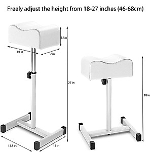 Qiwey Adjustable Pedicure Nail Footrest Stool,Manicure Foot Rest Chair with Soft Cushion Design,Pedicure Foot Rest for Nail Tech Nail Equipment Salon Spa (White)